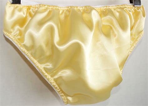 Yellow Adult Sissy Low Rise Bikiny Satin Panties Custom Made