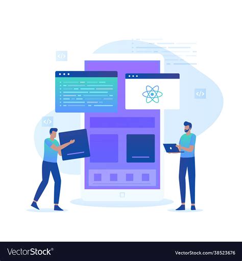 Flat React Native Programmer Concept Royalty Free Vector