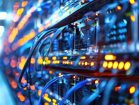 Premium Photo Highspeed Network Servers In Data Center Closeup Of