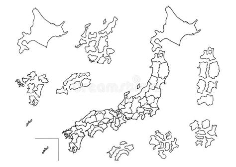 Vector Illustration Of Japan Map The Prefectures That Fell Apart Stock