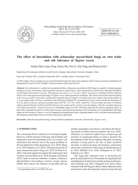 Pdf The Effect Of Inoculation With Arbuscular Mycorrhizal Fungi On