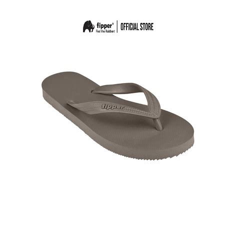 Fipper Selipar Basic M Getah Brown Taupe Fipper Slipper Basic M