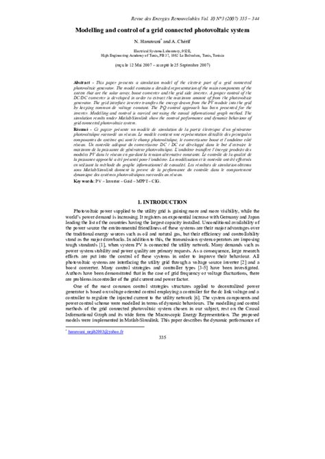 Pdf Modelling And Control Of A Grid Connected Photovoltaic System