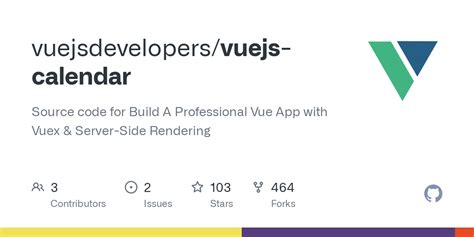 Github Vuejsdevelopersvuejs Calendar Source Code For Build A