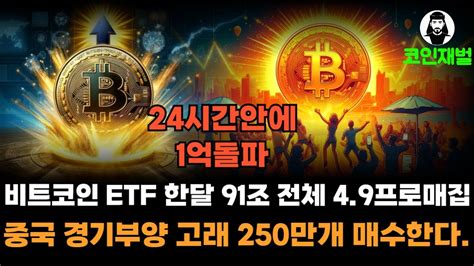 비트코인 전망 속보 24시간안에 1억돌파 중국 경기부양 250만주 매수 블랙락 한달 91조 모아 498프로 매집 Youtube