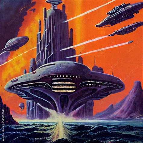 1970s Pulp Science Fiction Book Cover Art Stock Illustration Adobe Stock