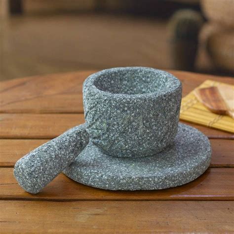 Hand Carved Basalt Stone Salsa Bowl And Serving Plate Set Grand