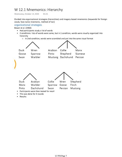 Unit 3 Mnemonics Hierarchy Divided Into Organizational Strategies
