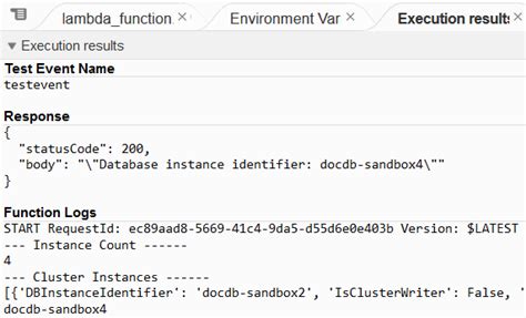 Find DocumentDB Instance Identifier Using AWS Lambda Function Python Code
