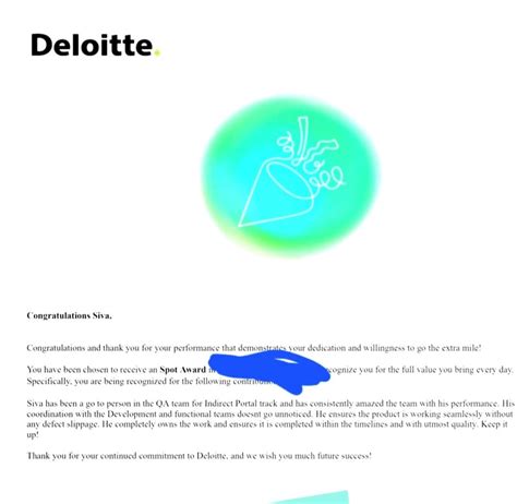 Siva Reddy Mula On Linkedin Thank You Deloitte For Recogninging With Spot Award Specially