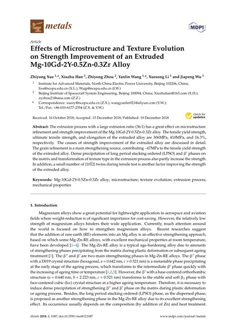 Pdf Effects Of Microstructure And Texture Evolution On Strength
