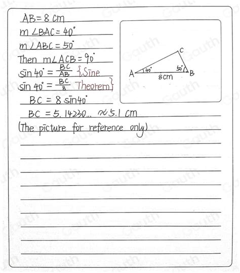 Solved Construct Triangle Abc Where Ab 8cm Angle Bac 40° Angle Abc 50° Measure The Length Of
