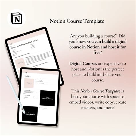 Notion Course Template Blush Edition Course Creator Digital Course