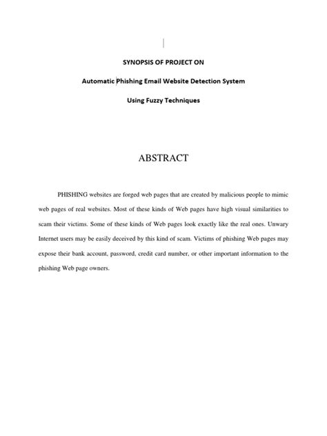 Synopsis Of Project On Automatic Phishing Email Website Detection