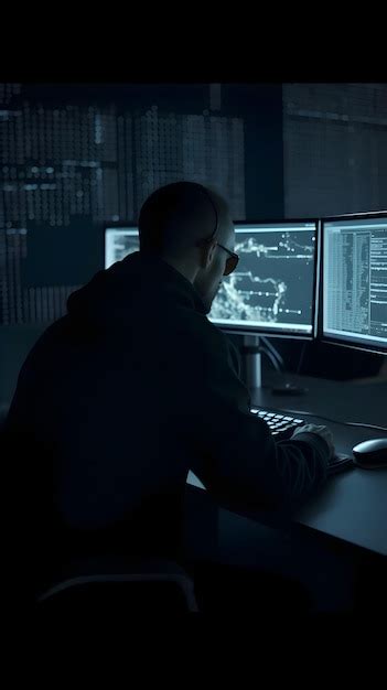 Premium Ai Image Side View Of Hacker Using Computer While Sitting At