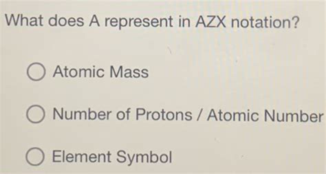 What Does A Represent In Azx Notation Atomic Mass Number Of Protons Atomic Number Element