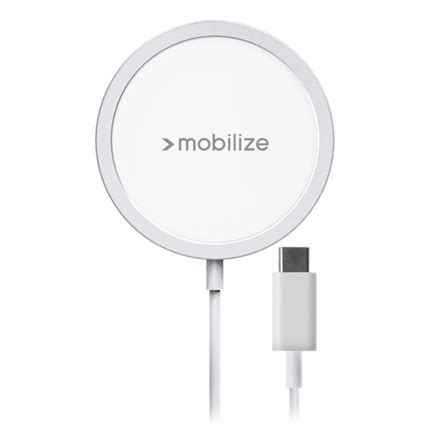 Mobilize MagSafe Draadloze Oplader 15W USB C Wit Bestel Bij Handyman