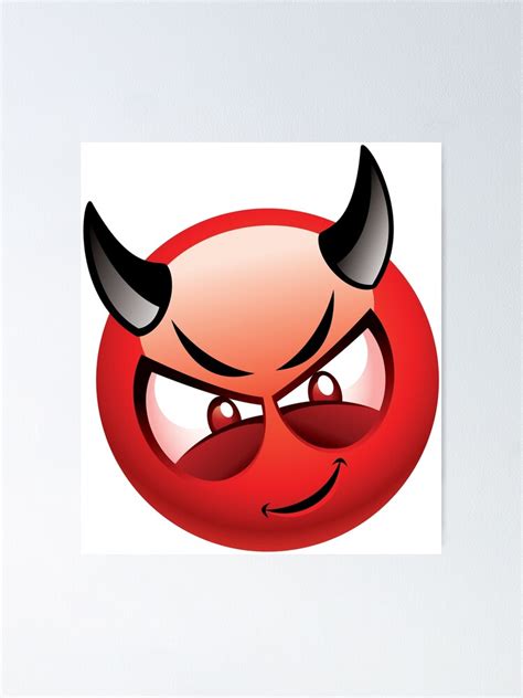 Cute Devil Emoji Poster By Featherfling Redbubble