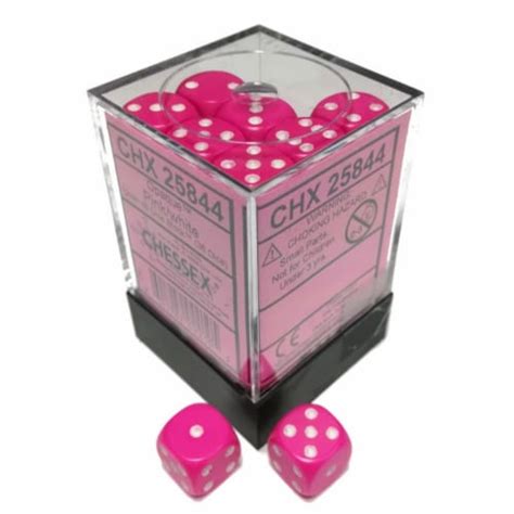 Chessex Manufacturing Chx25844 12 Mm Pink Opaque D6 Dice With White