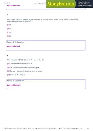 Assembly Language Programming Questions And Answers PDF