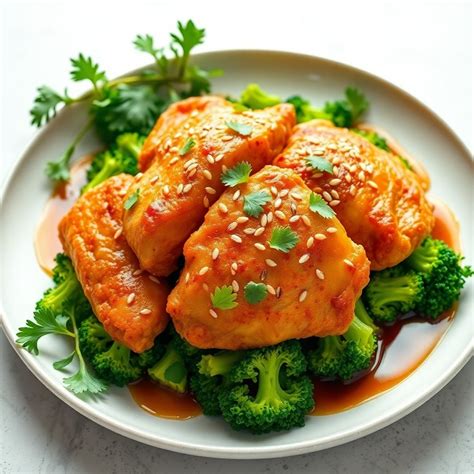 Жареные куриные бедрышки с брокколи и имбирем Mr Cook