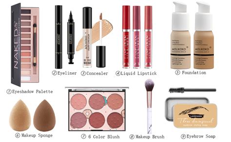 12 Color Pro Makeup Kit For Women Eyeshadow Foundation Lipstick Blush Brushes