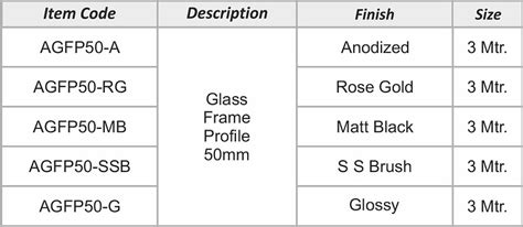 Glass Frame Profile 50mm Laranza