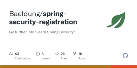 GitHub Baeldung Spring Security Registration Go Further Into Learn Spring Security