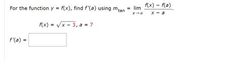solved for the function y f x ﻿find f a ﻿using