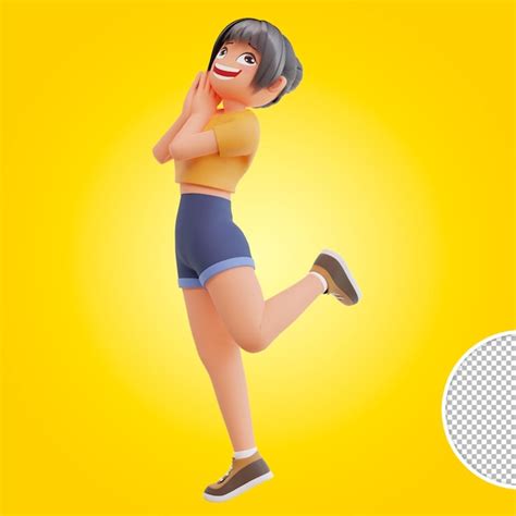 Premium Psd Sexy Girls Smiling Posing Happy 3d Cartoon Illustration