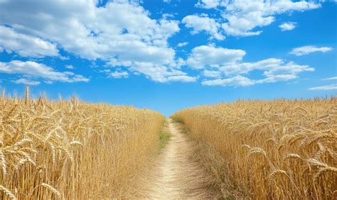 Path Leading Through Wheat Field Golden Ears Premium Ai Generated Image