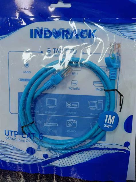 Jual C61b Patch Cord 1 Meter Utp Cat6 24awg Bc Pure Copper Kabel Lan Biru Indorack Bandung