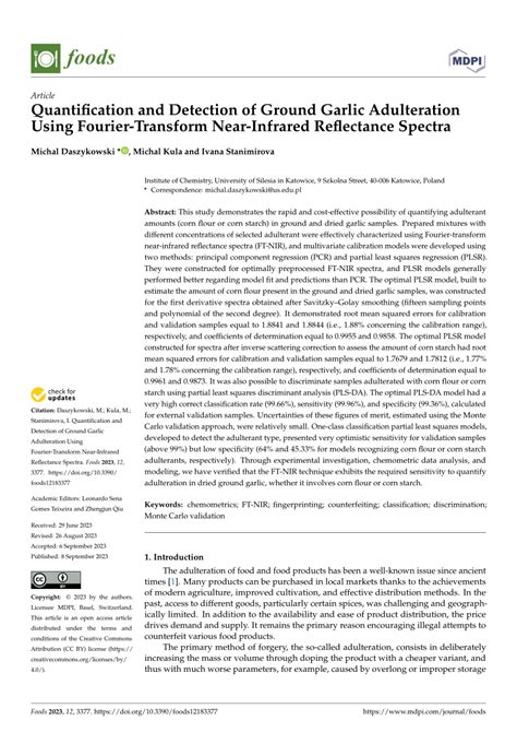 Pdf Quantification And Detection Of Ground Garlic Adulteration Using