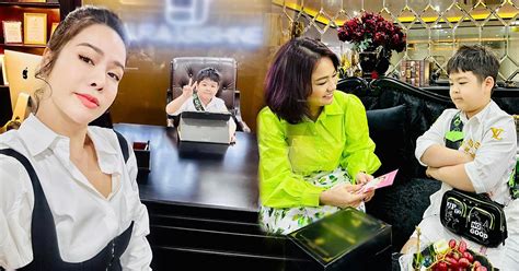 Con trai Nhật Kim Anh theo mẹ lên công ty ra dáng chủ tịch nhí