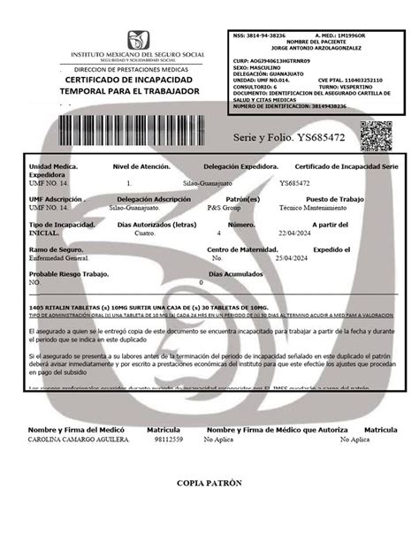 Receta Imss Pdf Medicina Cuidado De La Salud
