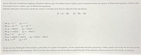 Solved Just As There Are Simultaneous Algebraic Equations