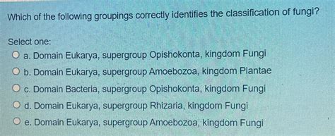 Solved Which Of The Following Groupings Correctly Identifies