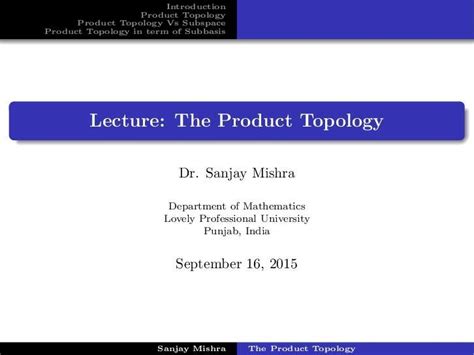 Pdf Lecture The Product Topology · Pdf Fileintroduction Product
