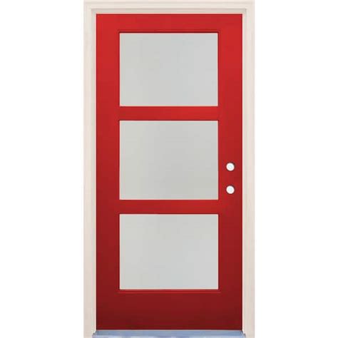 Builders Choice 36 In X 80 In Left Handinswing 2 Lite Satin Etch