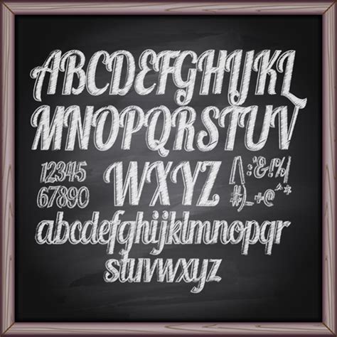 Alphabet With Numbers And Chalkboard Vector 02 Free Download