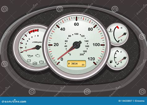 car speedometer and dashboard stock vector illustration of mileage