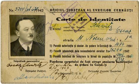 Two Identity Documents Of A Jew Named Oskar Schweitz Romania Under Nazi Occupation 1942