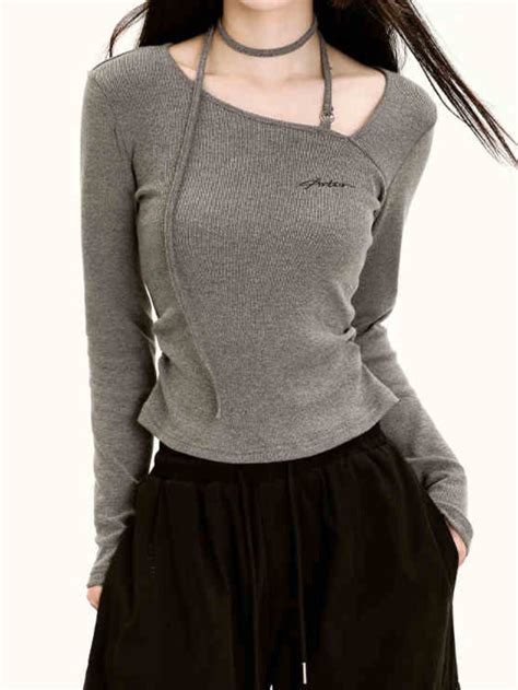 Acubi Aesthetic Strap Long Sleeved Top By Coquette