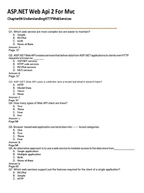 Webapi Mvc All Mcq Pdf World Wide Web Internet And Web