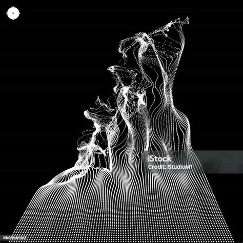 동적 배열 입자 방출 스플래시 모방 물 추상적인 배경입니다 벡터 일러스트입니다 3차원 형태에 대한 스톡 벡터 아트 및 기타 이미지 3차원 형태 검은색 과학 Istock