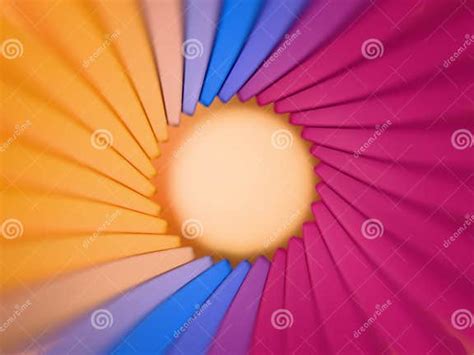Circular Array Of Colorful Geometric Shapes Color Gradient Orange Blue Mauve Stock