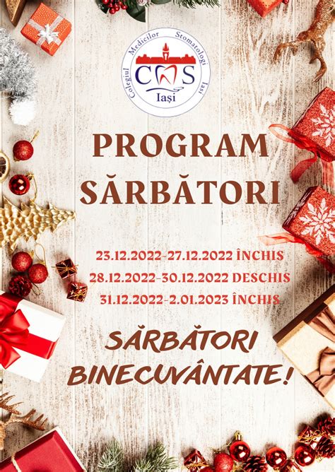 Program Sarbatori Colegiul Medicilor Stomatologi Iasi