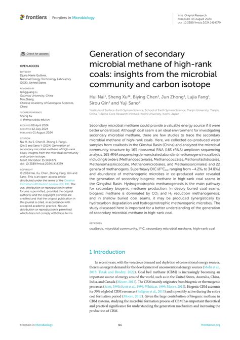 Pdf Generation Of Secondary Microbial Methane Of High Rank Coals Insights From The Microbial