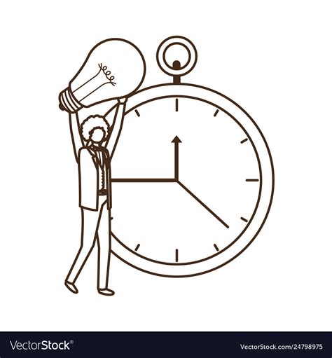 Businessman With Clock And Light Bulb Character Vector Image
