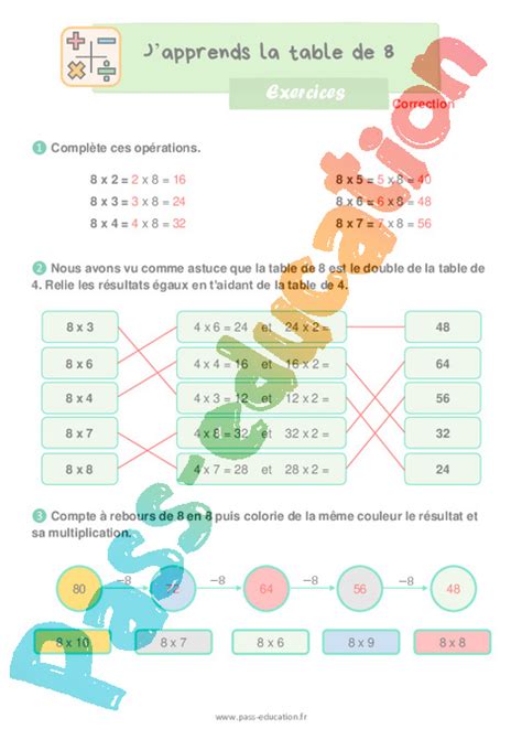 Apprendre La Table De 8 Au Ce1 Exercices Cycle 2 Pdf à Imprimer